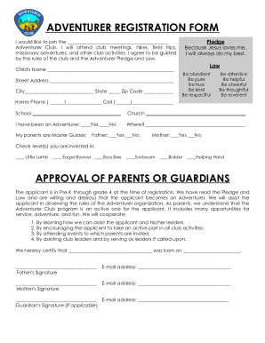 Fillable Online ADVENTURER MEMBERSHIP APPLICATION Fax Email Print ...