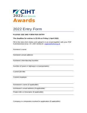 Awards Application Doc Template | pdfFiller