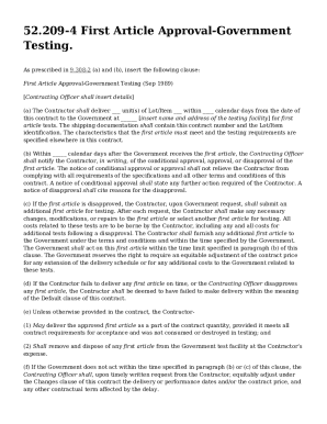 Fillable Online First Article Testing and Approval (FAR Part 9 Subpart ...