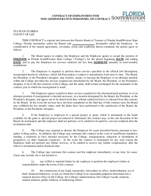 Fillable Online Florida State University Employment Contract Out-of ...