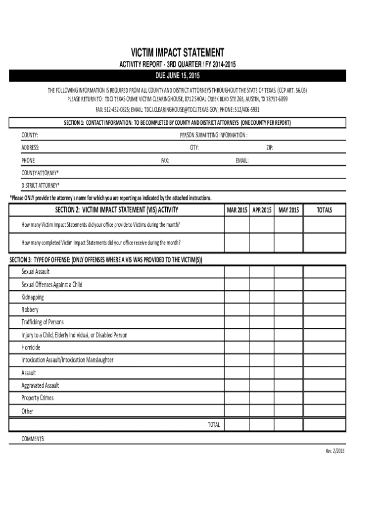 Fillable Online An exciting makeover for the Victim Impact Statement ...