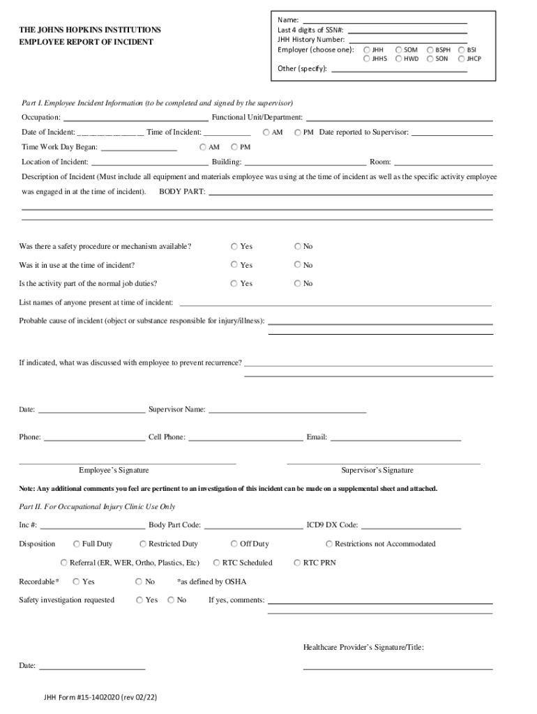 Fillable Online 18 Printable employee incident report form Templates ...