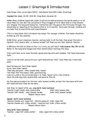 Fillable Online Greetings (Lesson 1 & Summary Sheet) Fax Email Print ...