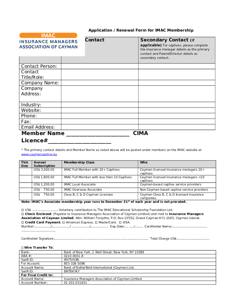 IMAC-Membership-Application-- ... Doc Template | pdfFiller