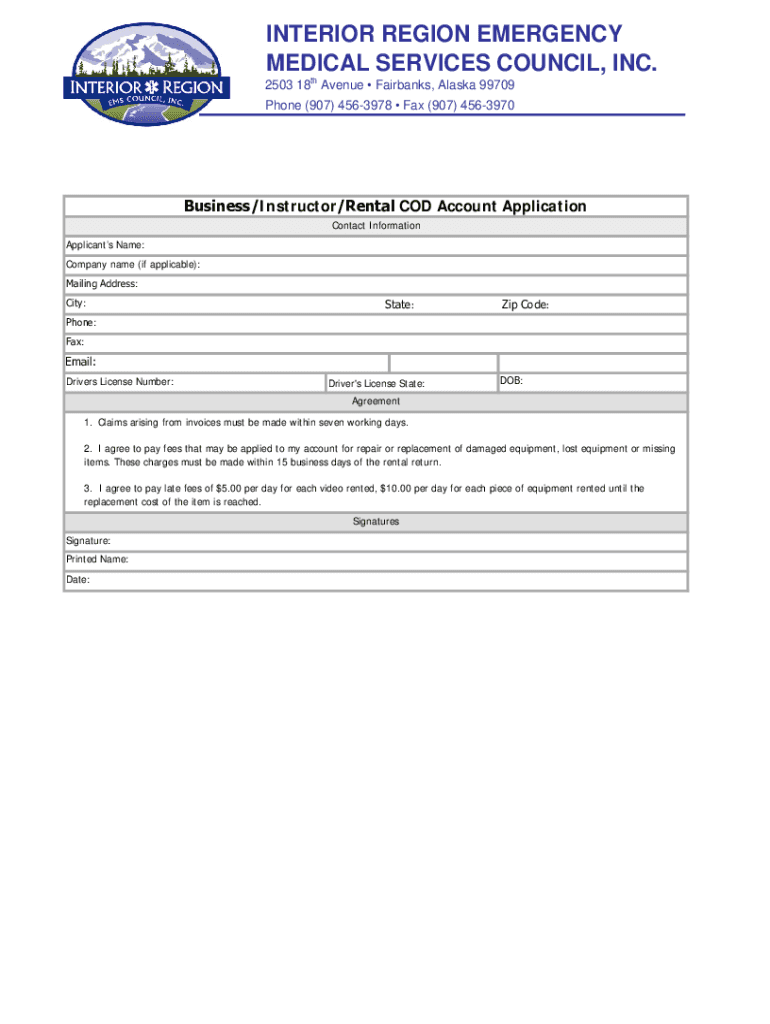 Fillable Online Interior Region Emergency Medical Services.. - Email ...