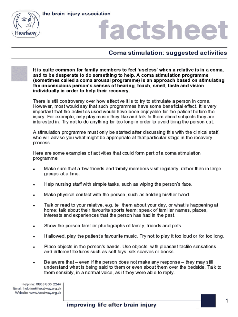 Fillable Online Sensory stimulation for brain injured individuals in ...