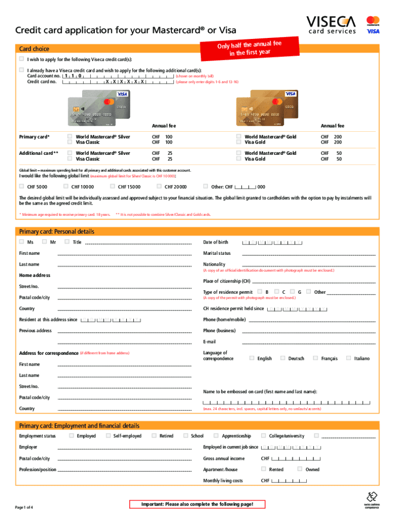 Fillable Online Credit card application for your Visa Platinum ...