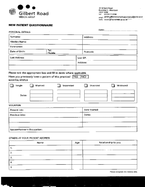 Fillable Online Gilbert Road Medical Group - GP Practice Fax Email Print - pdfFiller