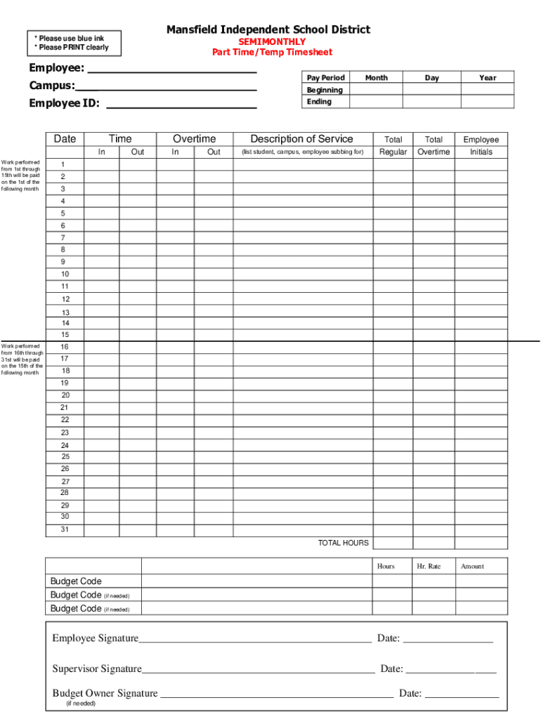 Fillable Online Date Time Overtime Description of Service Employee Fax Email Print - pdfFiller