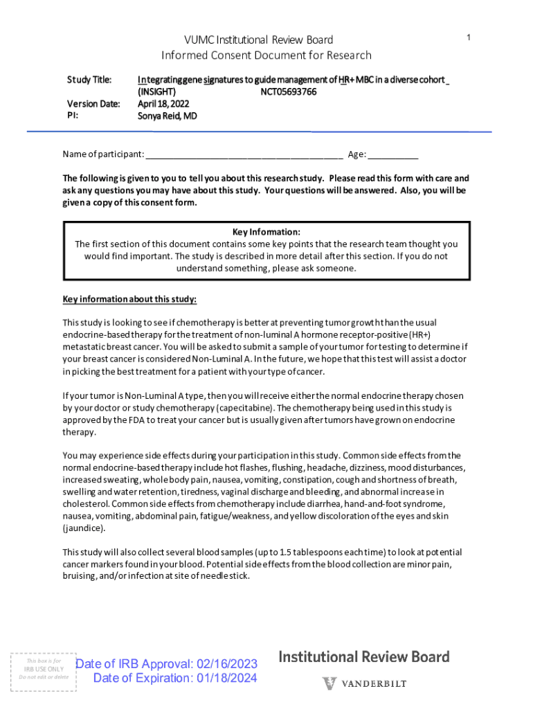 Fillable Online Informed Consent Form Cover Page for ... Fax Email Print - pdfFiller