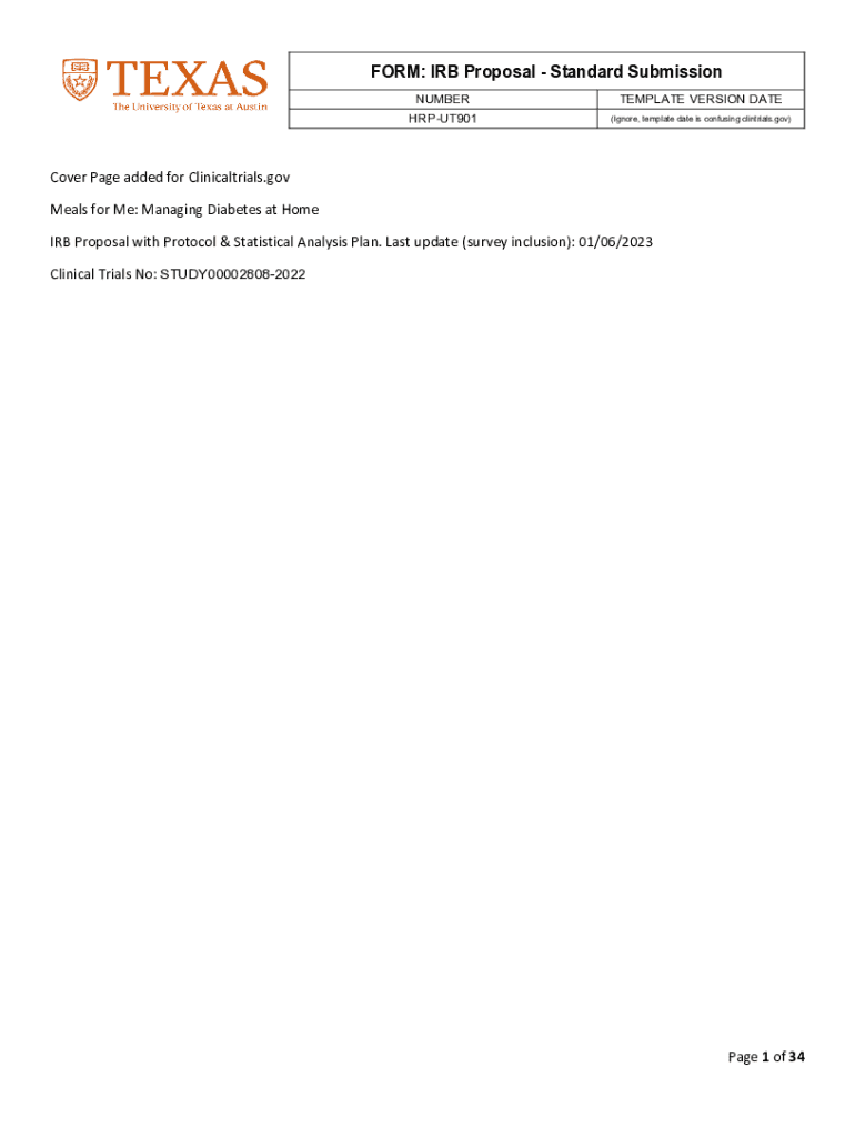 Fillable Online FORM: IRB Proposal - Standard Submission Fax Email Print - pdfFiller