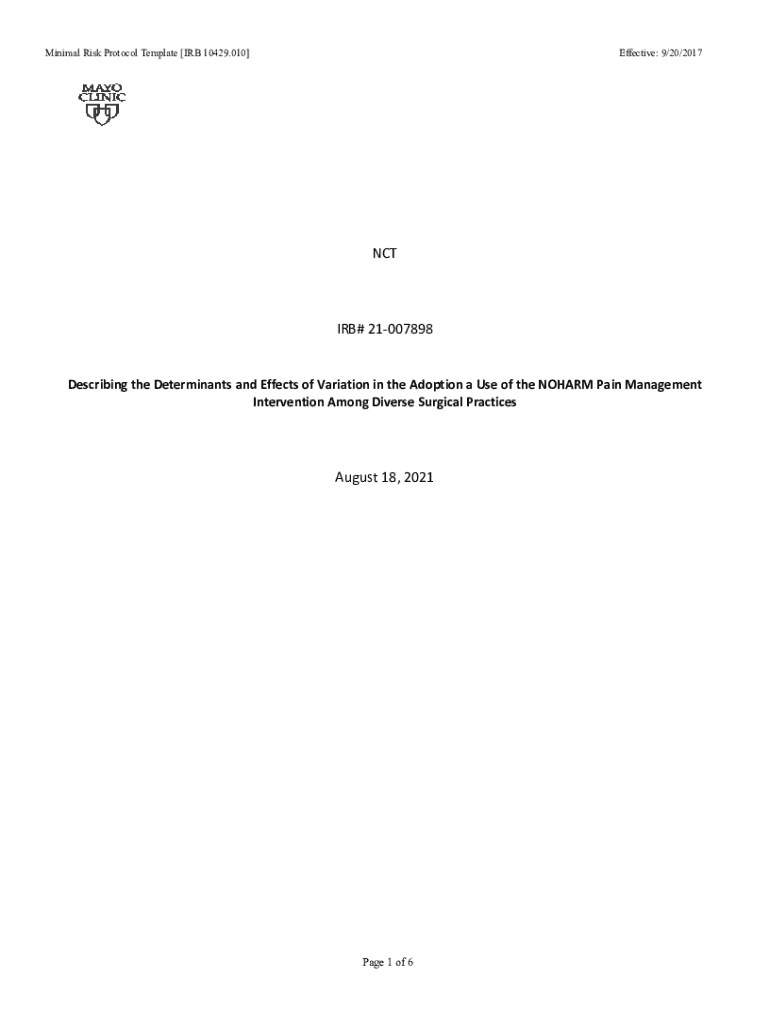 Fillable Online Official Protocol Title: NCT number: NCT03950856 ...