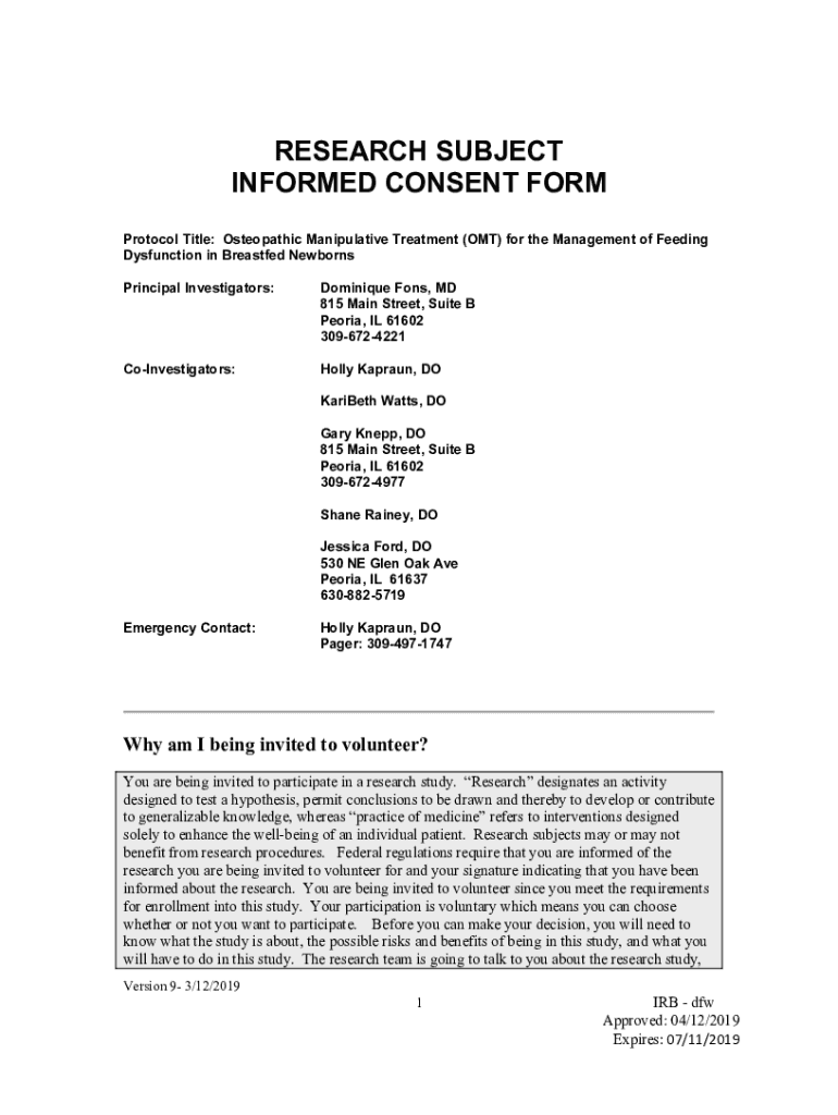 Fillable Online Research subject informed consent form Fax Email Print ...