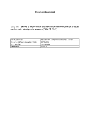 Fillable Online Document Coversheet Study Title: Effects of filter ventilation and ... Fax Email ...