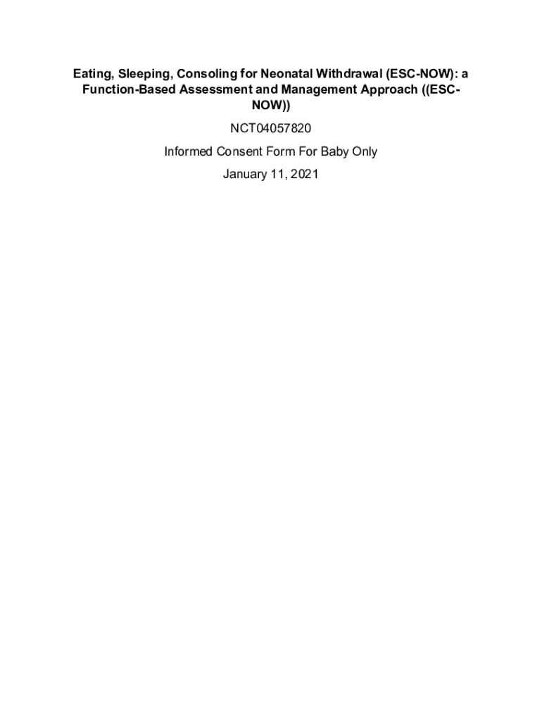 Fillable Online Eat, Sleep, Console Approach or Usual Care for Neonatal ...