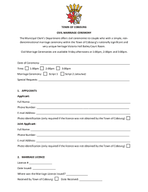 Fillable Online Civil Marriage Ceremonies Agreement Fax Email Print ...