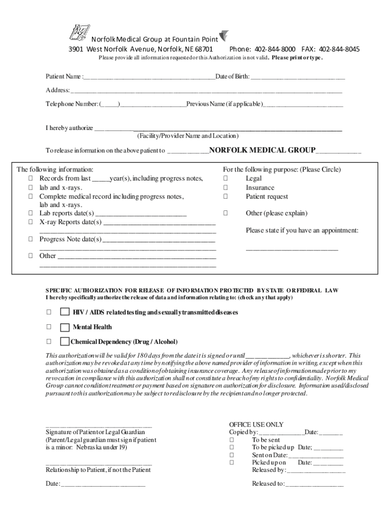 Fillable Online Please provide all information requested or this Authorization is not valid Fax ...
