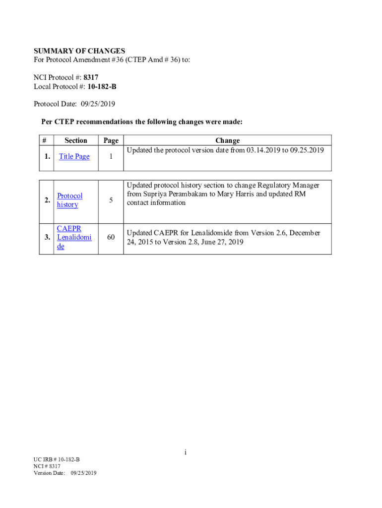 Fillable Online Preparation and Approval of Protocol Amendments ...