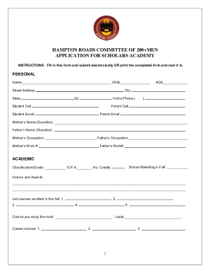 Fillable Online scholars academy application completing form instructions Fax Email Print ...