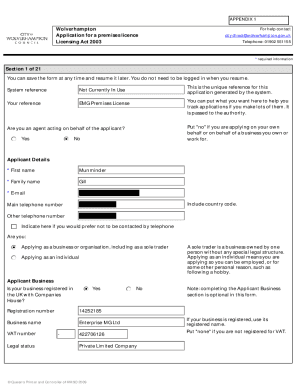 Fillable Online wolverhampton moderngov co Application for a premises licence from City of ...