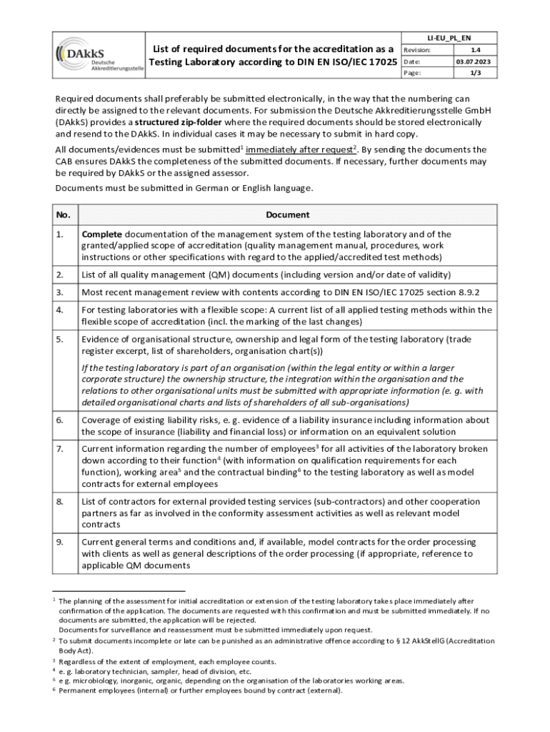 Fillable Online List of required documents for the accreditation as a ...