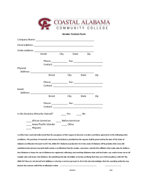 Fillable Online Simple Vendor Contact Form Template Fax Email Print ...