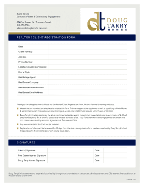 Fillable Online SIGNATURES REALTOR / CLIENT REGISTRATION FORM Fax Email ...