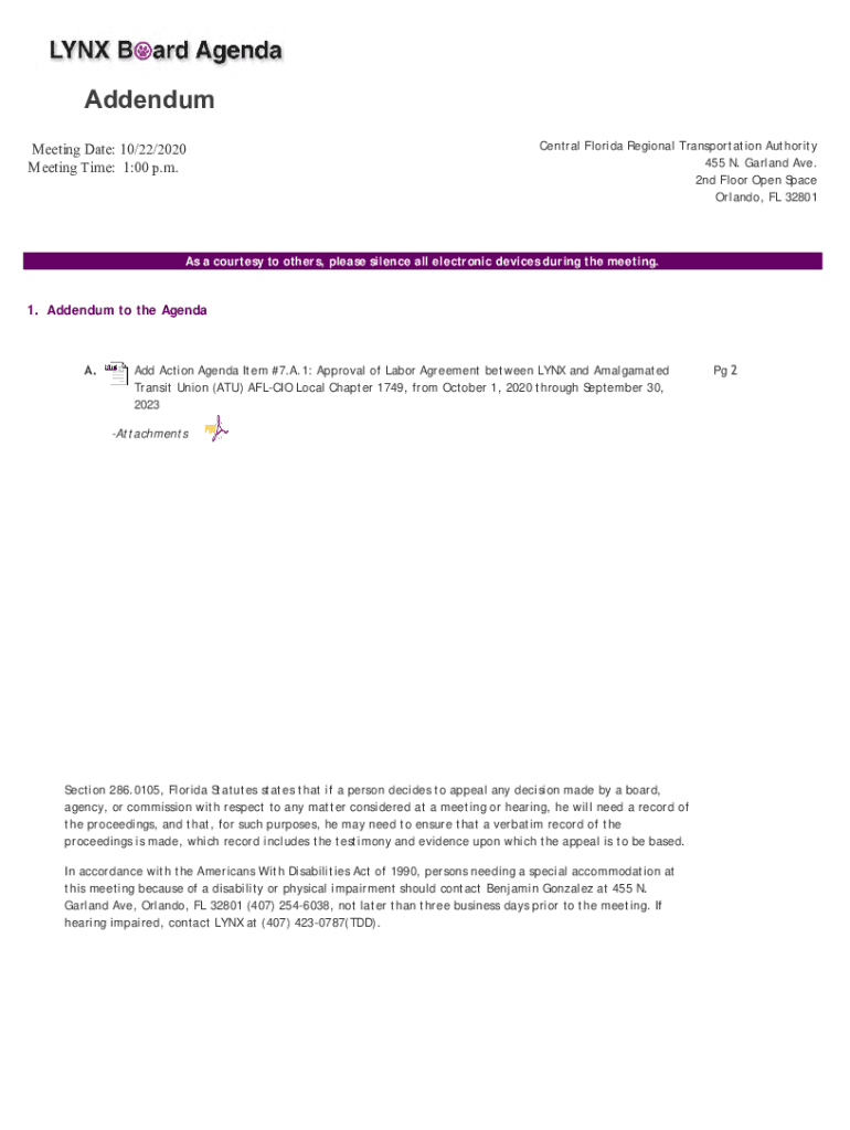 Fillable Online Addendum to the Agenda Fax Email Print - pdfFiller