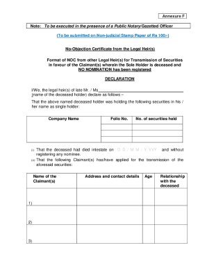 Fillable Online No-Objection Certificate from the Legal Heir(s) Fax Email Print - pdfFiller