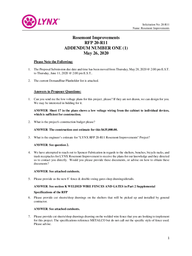 Fillable Online Amendment Nr.1 to Request for Proposal (RFP) for... Fax ...