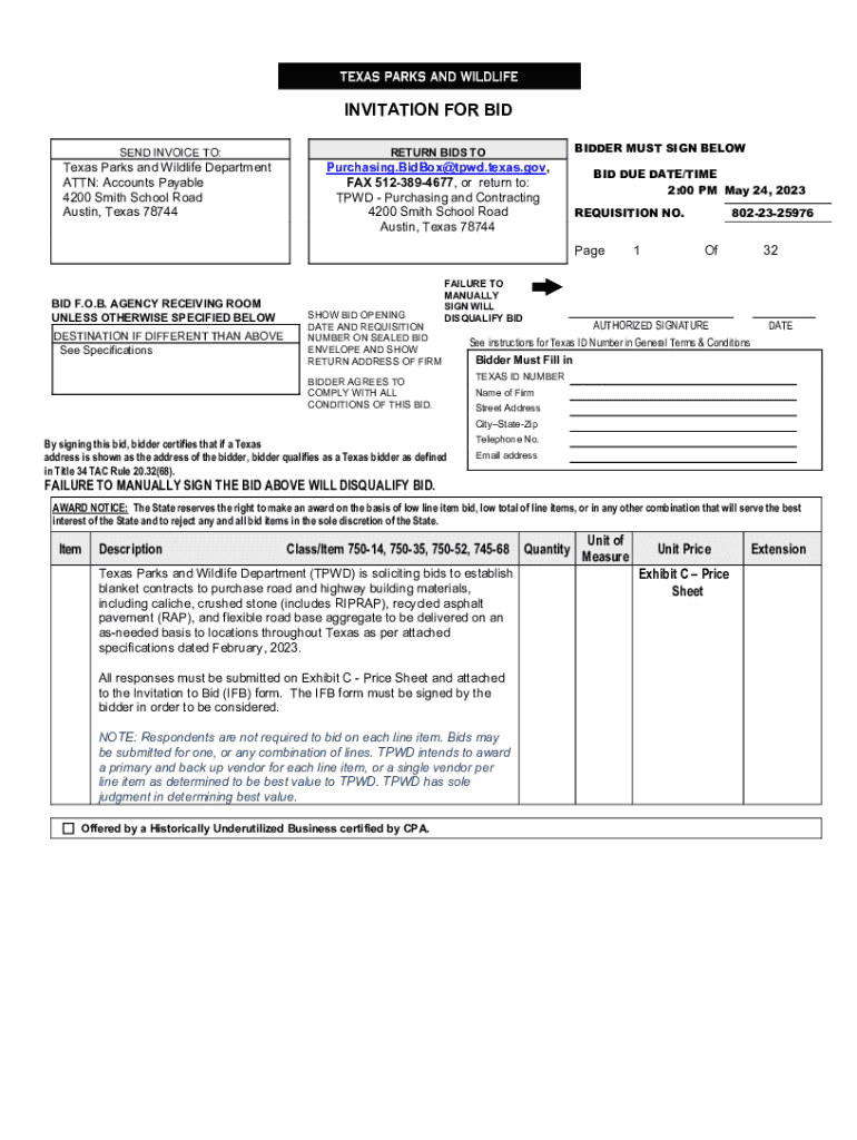 Fillable Online INVITATION FOR BID - SERVICES Fax Email Print - pdfFiller