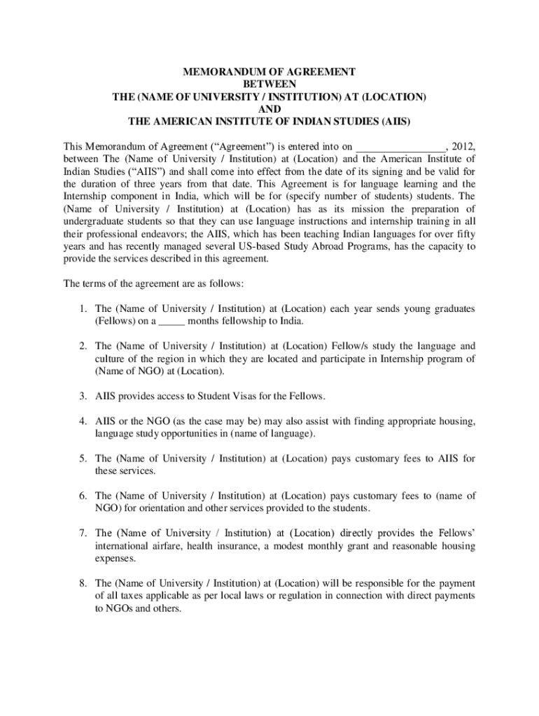 Fillable Online Other agreement or contract - IU Global - Indiana University Fax Email Print ...