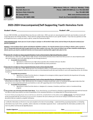 Fillable Online 2023-2024 Unaccompanied/Self-Supporting Youth Homeless ...
