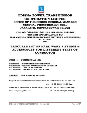 Fillable Online Tender Specification Fax Email Print - pdfFiller