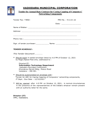 Fillable Online Tender for Annual Rate Contract for Casing Capping of Computers Fax Email Print ...