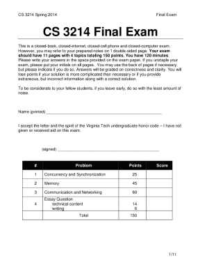 Fillable Online courses cs vt CS 3214 Final Exam. Name (printed) - PDF Free Download Fax Email ...