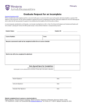 Fillable Online Graduate Request for an Incomplete Fax Email Print - pdfFiller