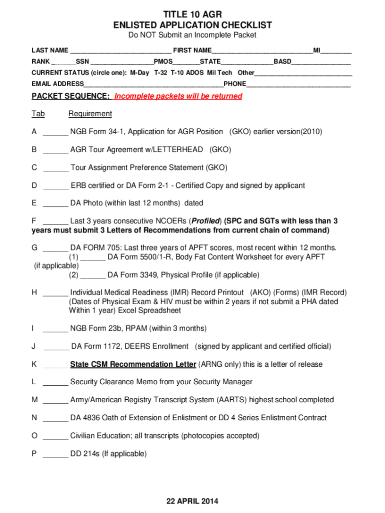 Fillable Online USAR AGR Application Procedures - HRC - Army.mil Fax Email Print - pdfFiller