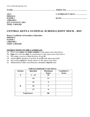 Fillable Online Free KCSE Past Papers, Answers-marking schemes and ...