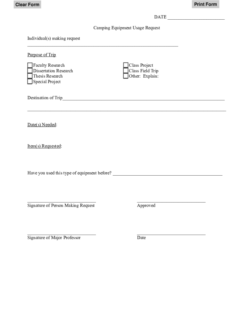 Fillable Online Camping Equipment Rental Form Fax Email Print - pdfFiller