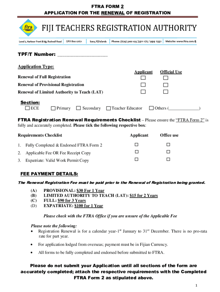 Ftra Renewal Form - Fill Online, Printable, Fillable, Blank | pdfFiller