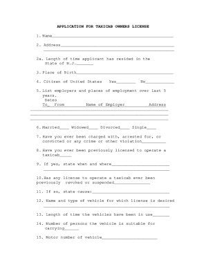 Fillable Online Taxi, Limousine and Car Service Application Fax Email ...