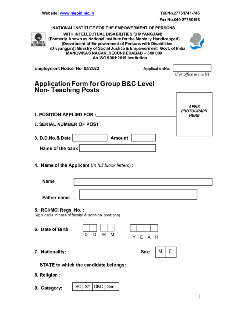 Fillable Online Application form for Group B&C Non Teaching Level.docx Fax Email Print - pdfFiller