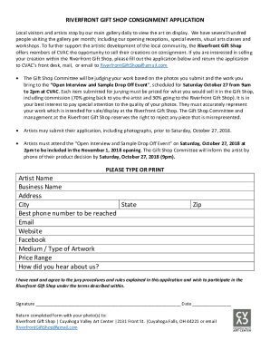 Fillable Online Riverfront Gift Shop Consignment Application Fax Email ...