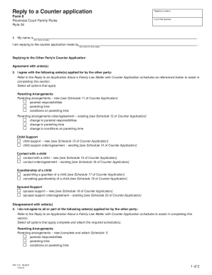 Fillable Online Preparing a Reply to a Counter Application - Form 8 Fax ...
