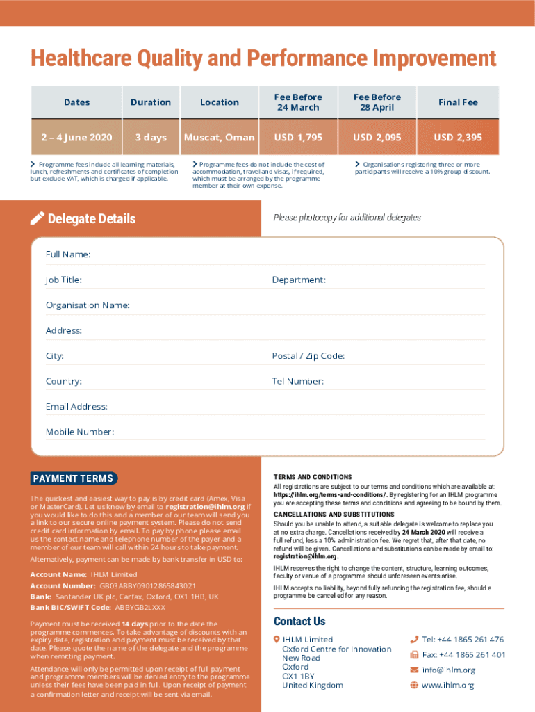 Fillable Online Healthcare Quality and Performance Improvement - IHLM Fax Email Print - pdfFiller