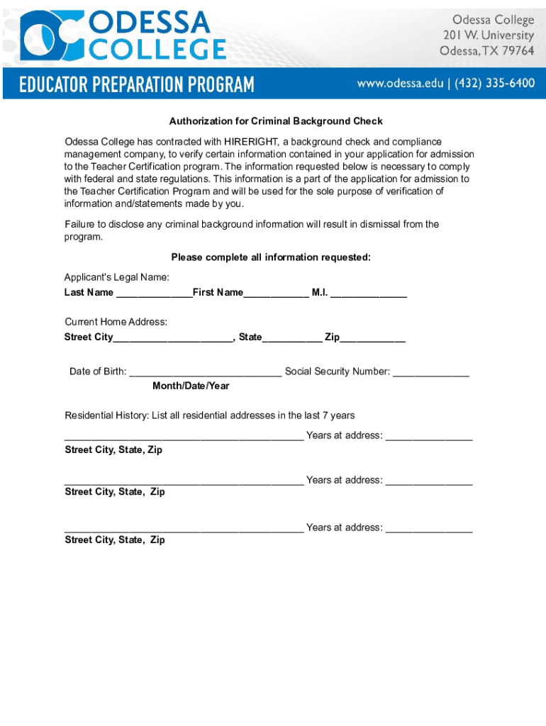 Fillable Online OC EPP Background Check Authorization Fax Email Print - pdfFiller