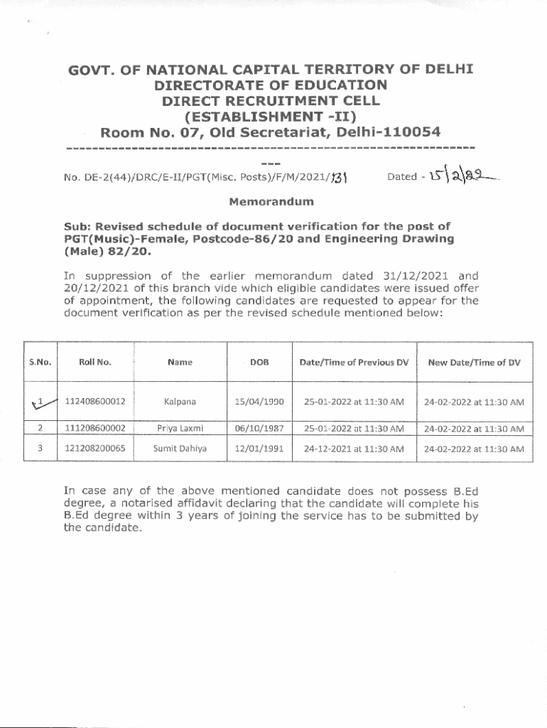 Fillable Online directorate of education direct recruitment cell govt ...