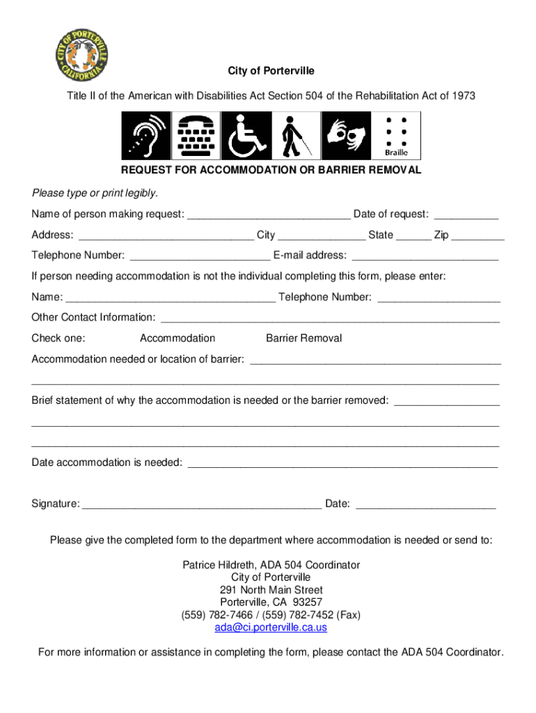 Fillable Online ADAAccommodation Request.rtf Fax Email Print - pdfFiller