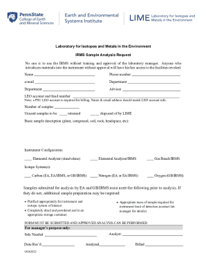 Fillable Online IRMS Sample Analysis Request Form 20220816.docx Fax ...